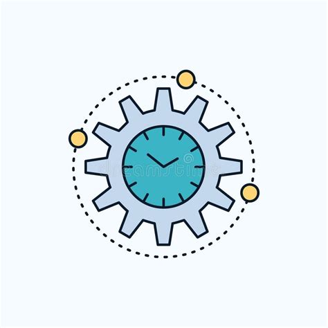 Efficiency Management Processing Productivity Project Flat Icon Green And Yellow Sign And