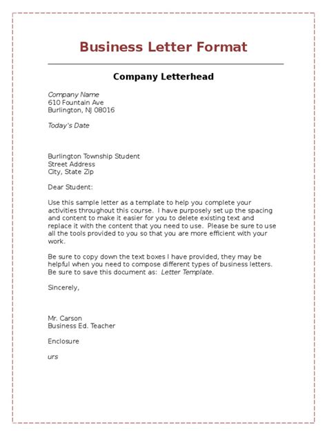 Business Letter Template 1 Pdf