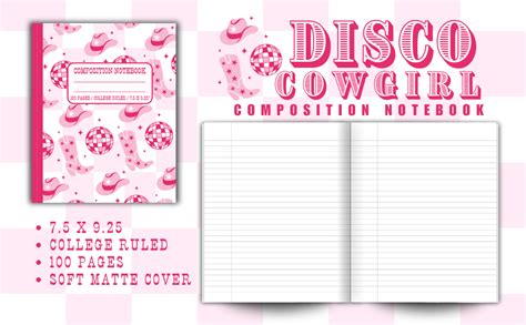 College Ruled Composition Notebook Girly Country Western Rodeo Aesthetic Journal