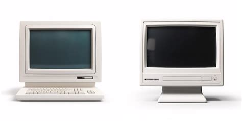 Premium AI Image Set Of Close Up Of Old Computer Monitor Isolated On White Background Retro