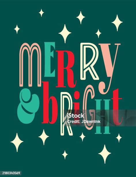 메리 앤 브라이트 크리스마스 휴일 인사말 디자인 템플릿 축제 반짝임 요소와 타이포그래피 디자인 12월에 대한 스톡 벡터 아트 및