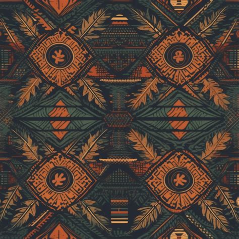 Premium Ai Image A Close Up Of A Pattern With A Design Of Leaves And Arrows Generative Ai