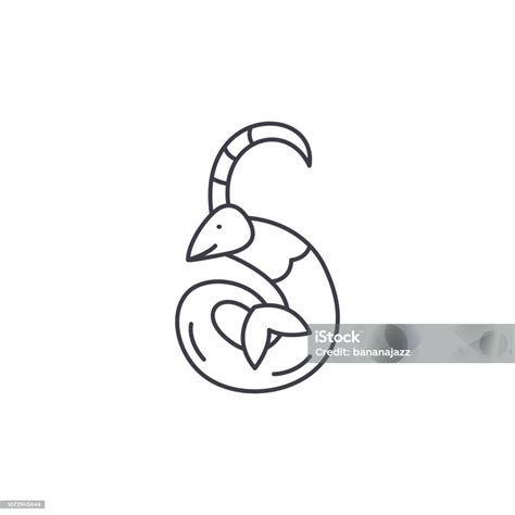 염소 자리 조디악 로그인 라인 아이콘 개념 염소 자리 조디악 로그인 벡터 선형 삽화 상징 기호 0명에 대한 스톡 벡터 아트 및