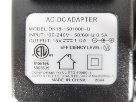 Intertek Ac To Dc 15v 1a Power Supply Adapter 5 5mm Lot Of 50 Max Marine Electronics