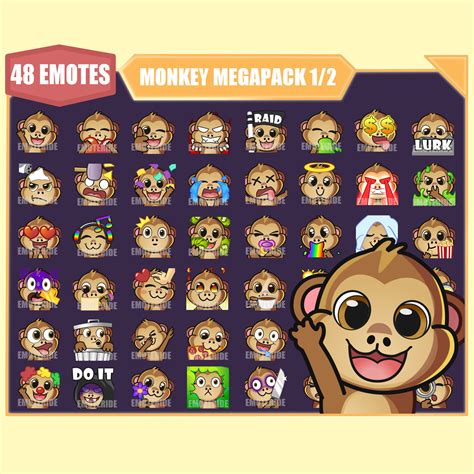 Monkey Emote Bundle For Twitch Youtube Emotes Discord Emotes