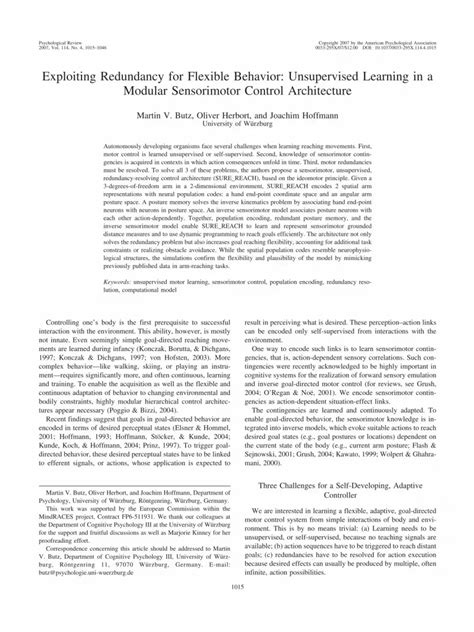 PDF Exploiting Redundancy For Flexible Behavior Unsupervised