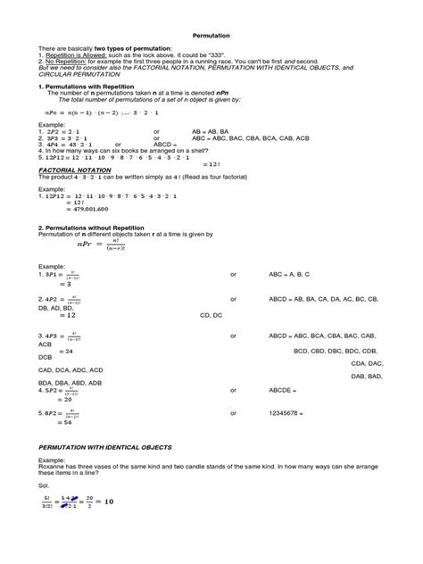 Permutation And Combination Pdf Permutation Number Theory