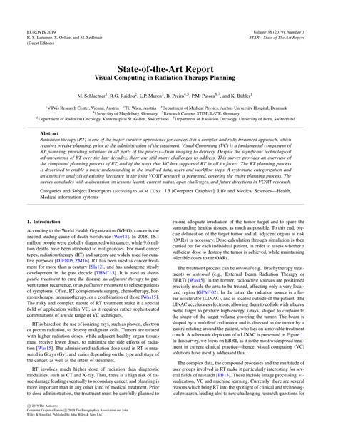 Pdf State‐of‐the‐art Report Visual Computing In Radiation Therapy Planning