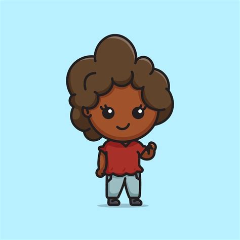 Premium Vector Cute Beautiful Dark Skinned Woman With Frizzy Afro