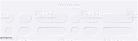 White Button Neumorphism Design Elements Vector Set Realistic Modern Ui Buttons Collection