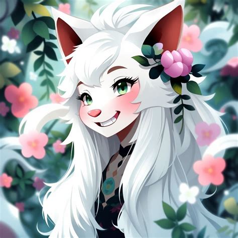 White Furry Female With Green Eyes Furryai