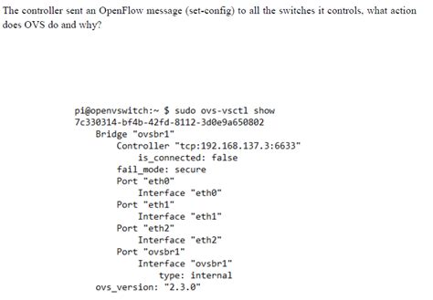 Solved The Controller Sent An OpenFlow Message Set Config Chegg Com