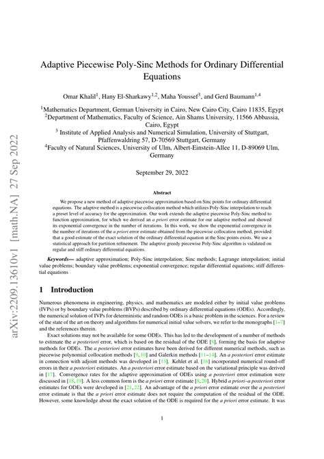 Pdf Adaptive Piecewise Poly Sinc Methods For Ordinary Differential