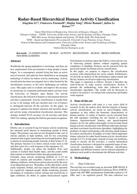 Pdf Radar Based Hierarchical Human Activity Classification