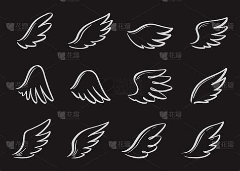 天使涂鸦翅膀集。手绘素材 花瓣网