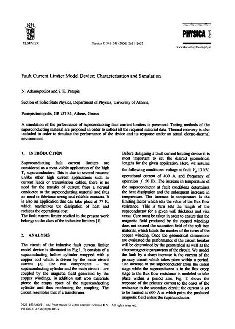 Pdf Fault Current Limiter Model Device Characterisation And