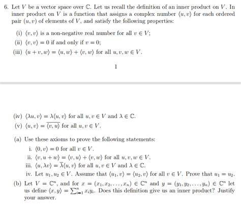 solved 6 let v be a vector space over c let us recall the