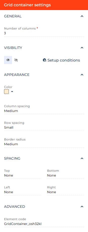 set up a grid container layout element creatio academy