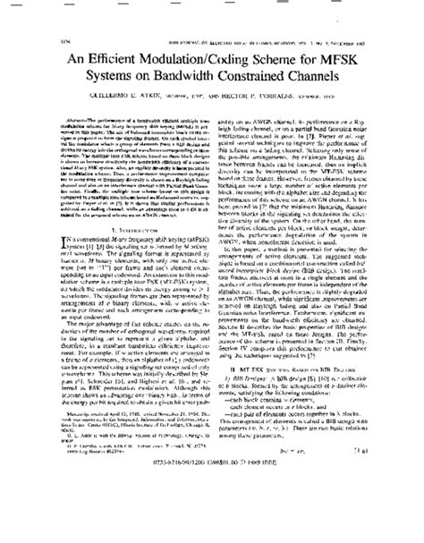 Pdf An Efficient Modulationcoding Scheme For Mfsk Systems On