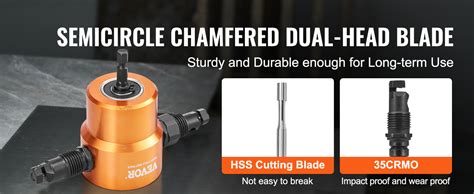 Vevor Double Head Sheet Nibbler Metal Cutter Power Drill Attachment