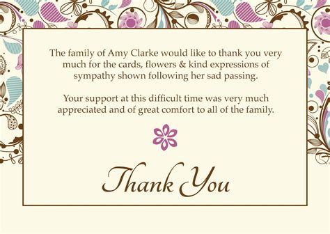 Thank You Notes After Funeral Template Printable And Enjoyable Learning