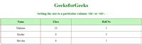 HTML Table Sizes GeeksforGeeks