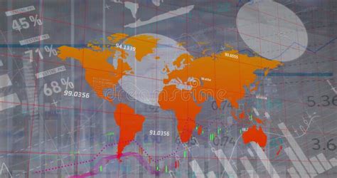 Animation Of World Map Statistics And Financial Data Processing Over Grid Stock Footage Video
