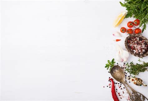 신선한 요리 재료와 향신료 흰색 배경에 채식 또는 다이어트 그리고 건강 하게 요리 개념 공백을 복사합니다선택적 포커스 0명에 대한 스톡 사진 및 기타 이미지 Istock