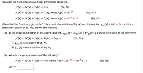 Solved Consider The Nonhomogeneous Linear Differential