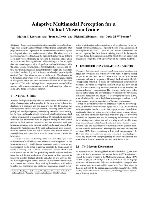 Pdf Adaptive Multimodal Perception For A Virtual Museum Guide