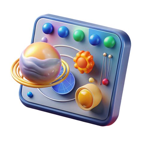 3d Render Of Colorful Planetary System On App Icon 56547410 Png