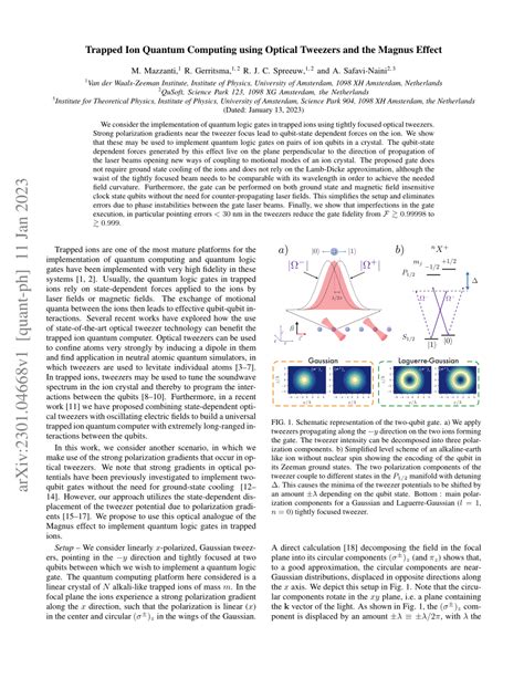 Pdf Trapped Ion Quantum Computing Using Optical Tweezers And The Magnus Effect