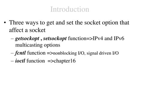PPT Socket Options For Efficient Network Communication PowerPoint Presentation ID