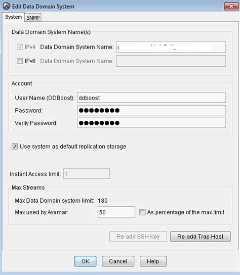 Avamar Administrator Ui에서 Data Domain 상태가 응답하지 않고 Invalid Snmp Trap Host Or Trap Post 메시지가 표시됨