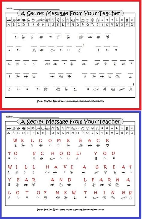 Decode The Secret Message Free Worksheets Samples