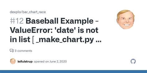 Baseball Example Valueerror Date Is Not In List Makechartpy In Loaddatasetname