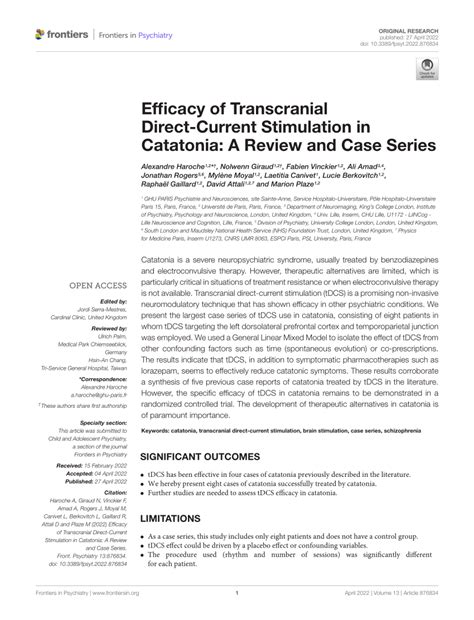 Pdf Efficacy Of Transcranial Direct Current Stimulation In Catatonia A Review And Case Series