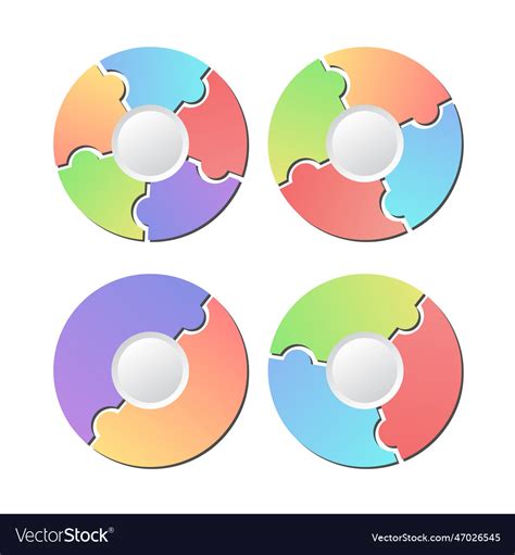 Set Of Circular Diagram With Different Segment Vector Image