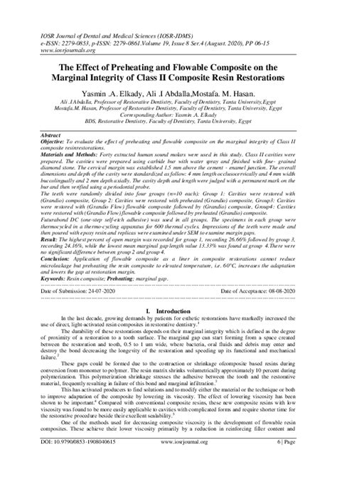 Pdf The Effect Of Preheating And Flowable Composite On The Marginal Integrity Of Class Ii