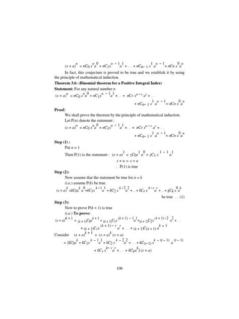 Theorem 3 6 Binomial Theorem For A Positive Integral Index Statement For Any Natural Number