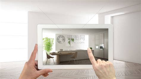增强现实概念具有ar应用程序的手持平板电脑高清图片下载 正版图片504060044 摄图网