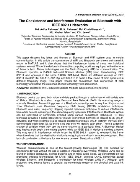 Pdf The Coexistence And Interference Evaluation Of Bluetooth With