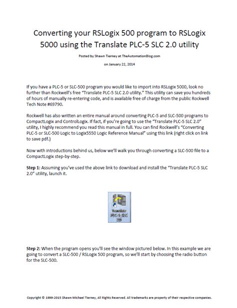 Article Converting Your Rslogix 500 Program To Rslogix 5000 Using The