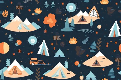 Premium Photo Camping Pattern