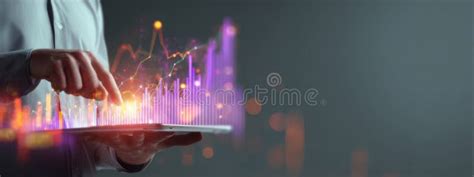 Digital Analyst Interacting With Data Visualization On Tablet In A Modern Office Setting Stock