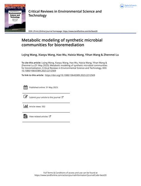 Pdf Metabolic Modeling Of Synthetic Microbial Communities For