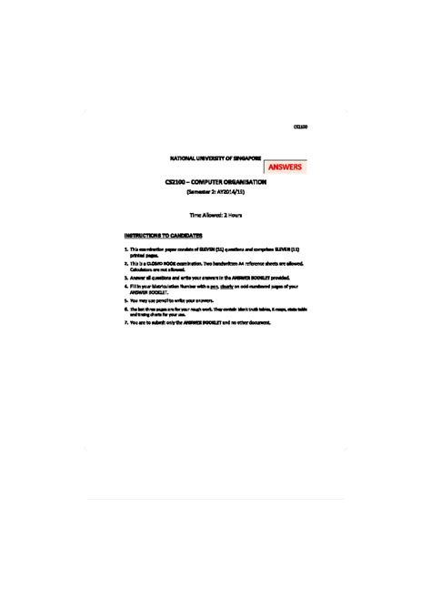 Cs2100 Finals 1415s2 Solutions Cs2100 National University Of