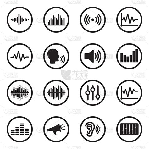 圆形 矢量 噪声 绘画插图 扁平化设计 计算机图标 黑色 音量旋钮 传媒 超声波素材 花瓣网