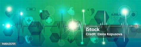 플랫 스타일의 의학 및 심장학 개념 맥박의 배경에 심장 아이콘이 있는 추상적인 색깔의 배경 심혈관 질환의 진단 및 예방 건강