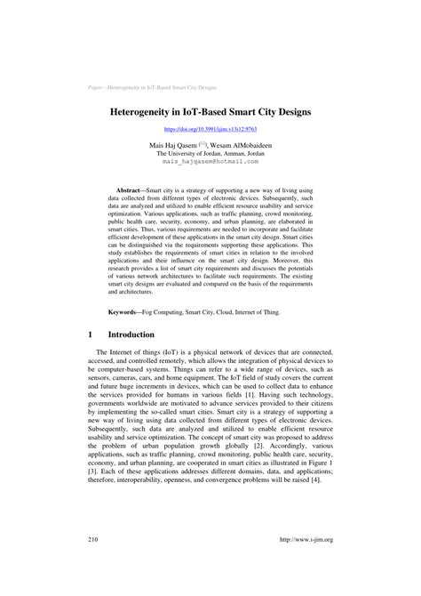 Pdf Heterogeneity In Iot Based Smart Cities Designs